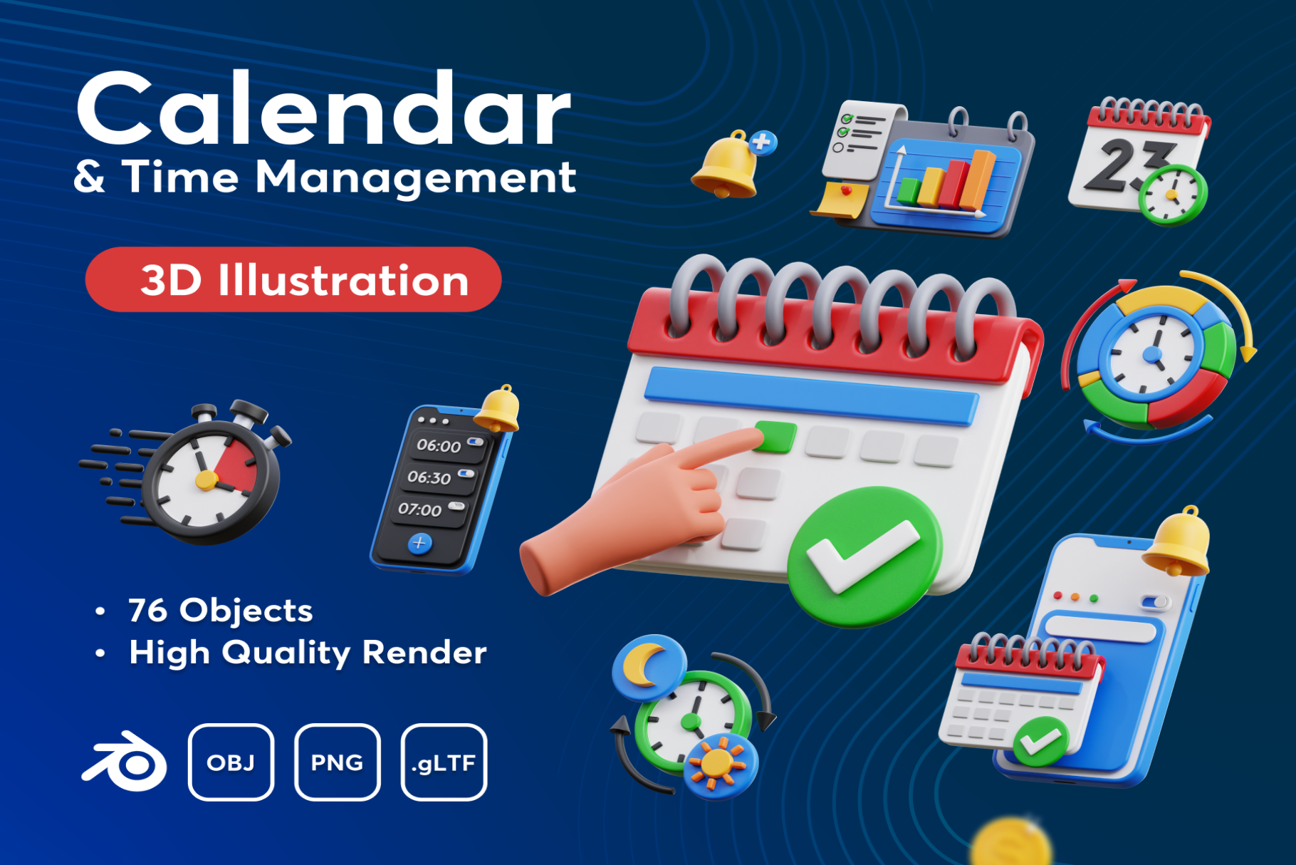 Calendar&Time Management 3D Icon Set, a 3D by Creative Perspective ...