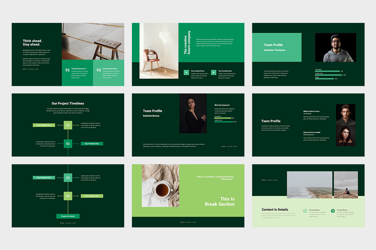 Ikova : Creative Green Google Slides, a Presentation Template by Punkl Camp