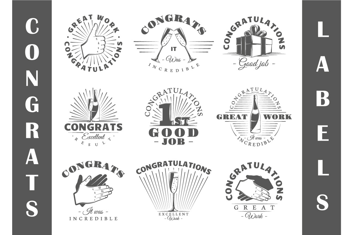 9 Congrats Logos Templates, a Branding & Logo Template by Art Design