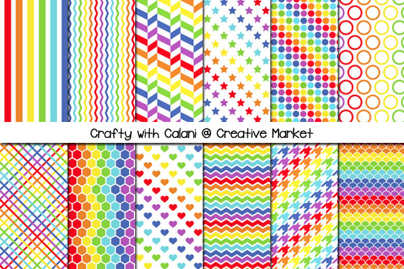Rainbow Digital Paper, a Pattern Graphic by Crafty with Calani