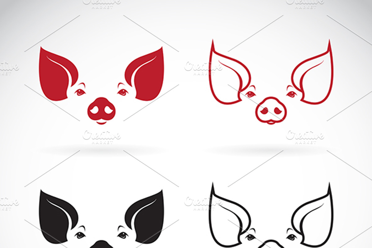 Vector of pig head design., an Outline Icon by yod67