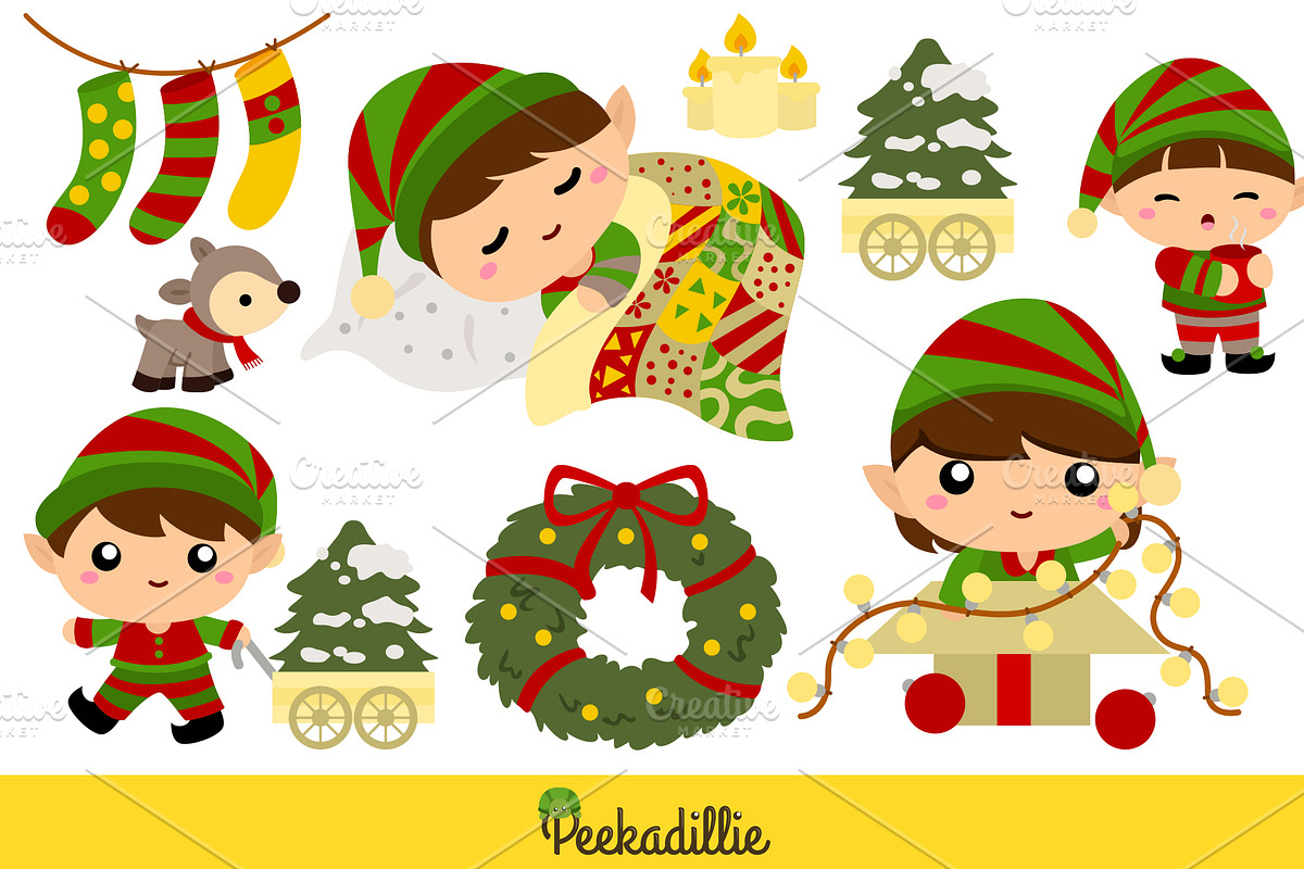 Cute Christmas Elf Vector Clipart, a Decorative Illustration by ...