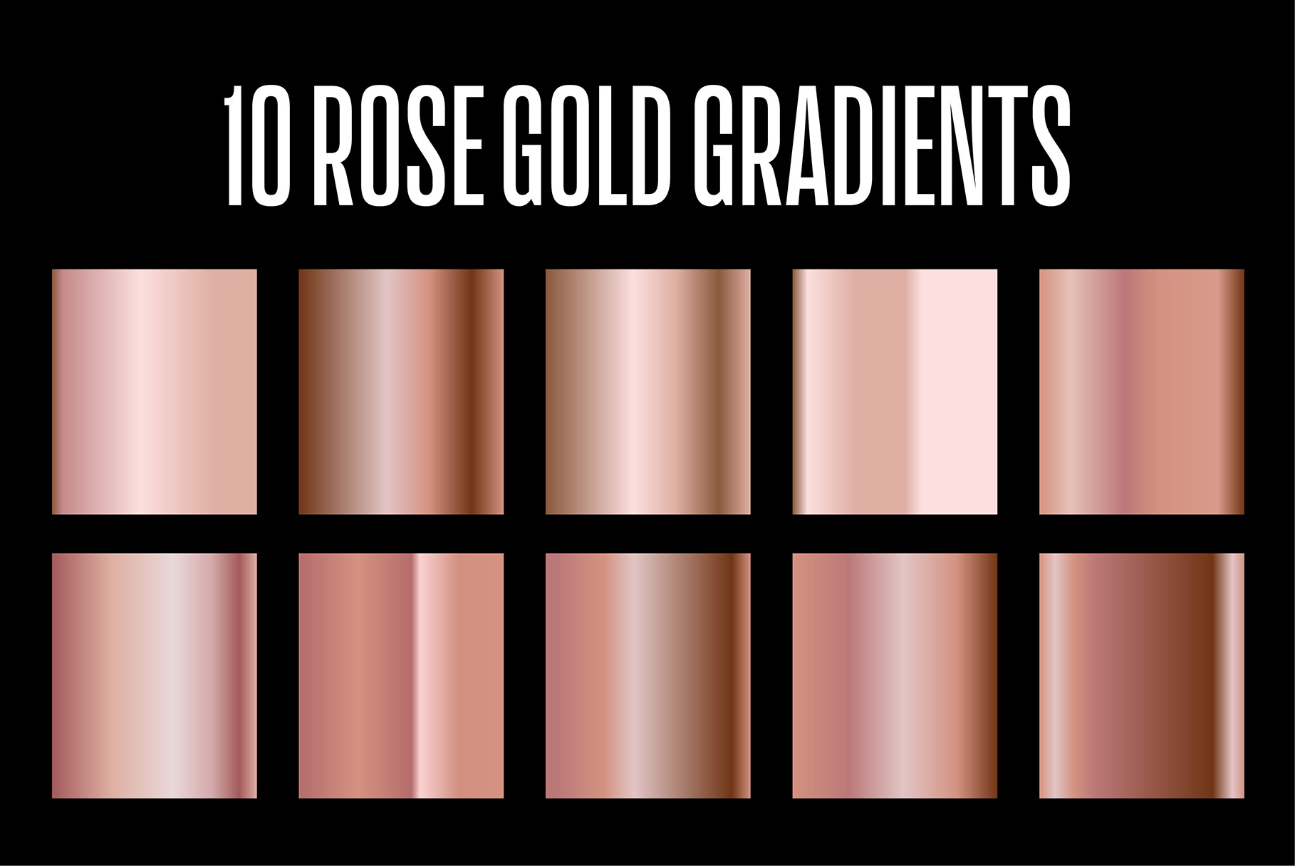 10 Metallic Rose Gold Gradients .AI, a Gradient Add-On by P-G-H
