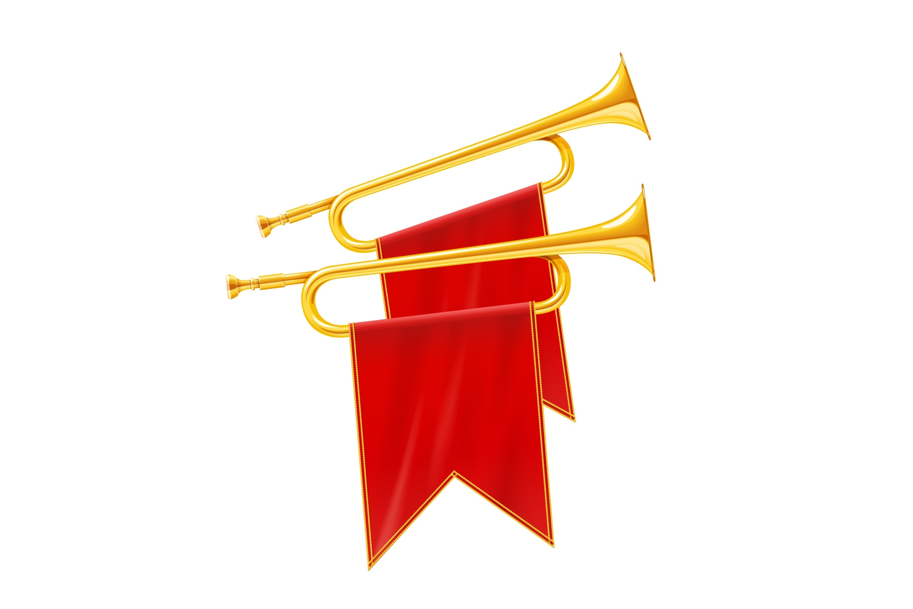 Golden royal horn trumpet with red, a Decorative Illustration by Aleksangel