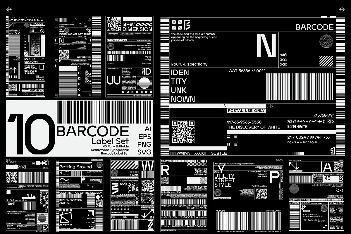10 Barcode Labels – AI, EPS, SVG, PNG