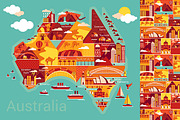 Cartoon map of Australia, an Illustration by Moloko88