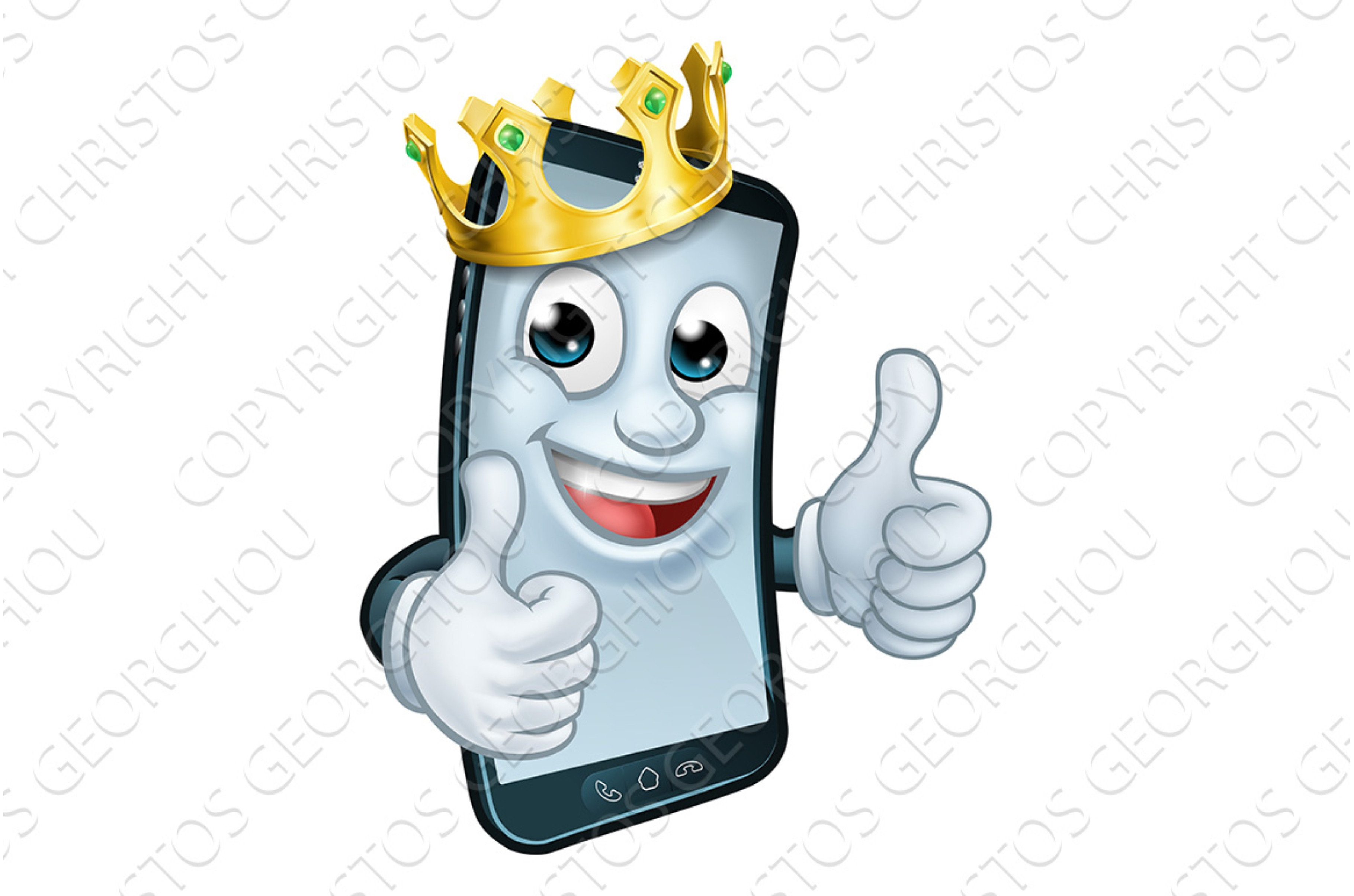 Mobile Phone King Crown Thumbs Up, a Person Illustration by Christos ...
