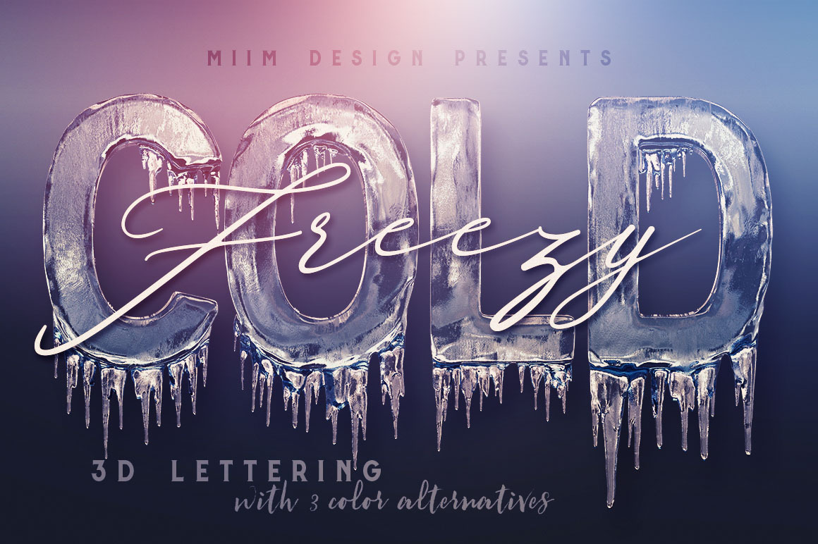 Ice Cold - 3D Lettering, an Object Graphic by MIIM | Creative Market
