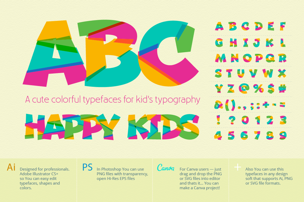 Cute typefaces for kid's typography, an Object Graphic by popskraft