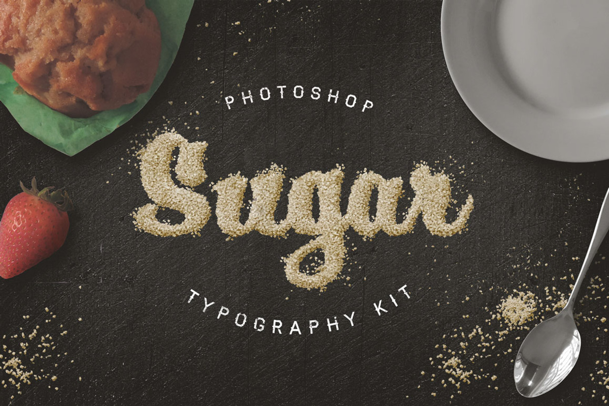 Food Typography PSD Actions, an Action Add-On by Designdell