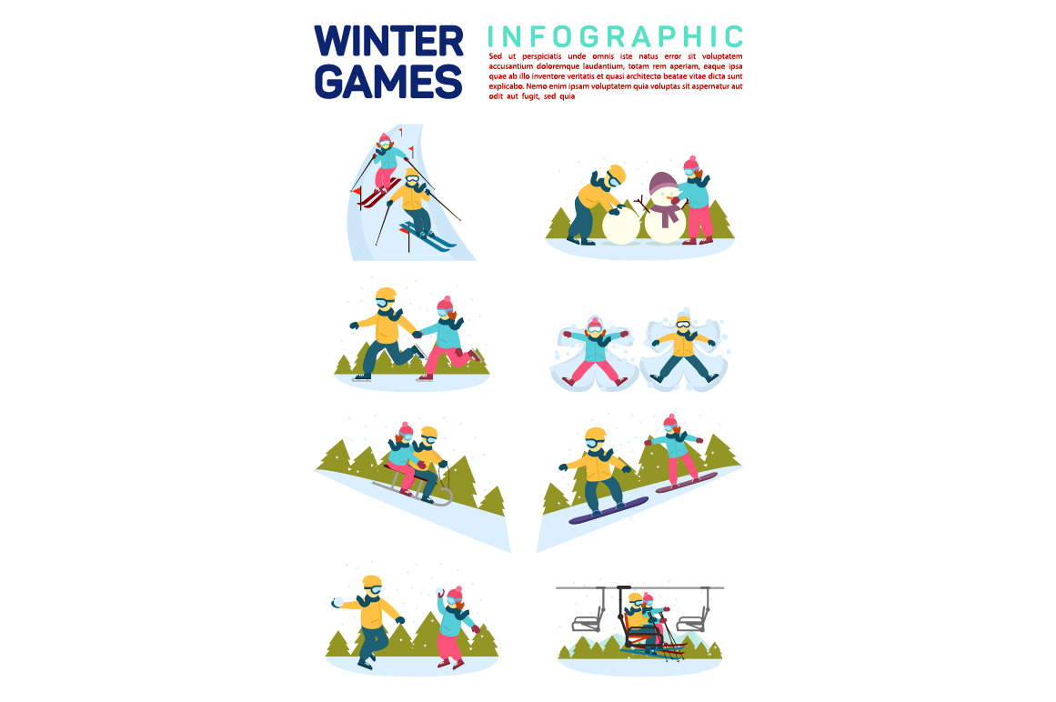 Infographic- winter snow sport games | Graphic Objects ~ Creative Market