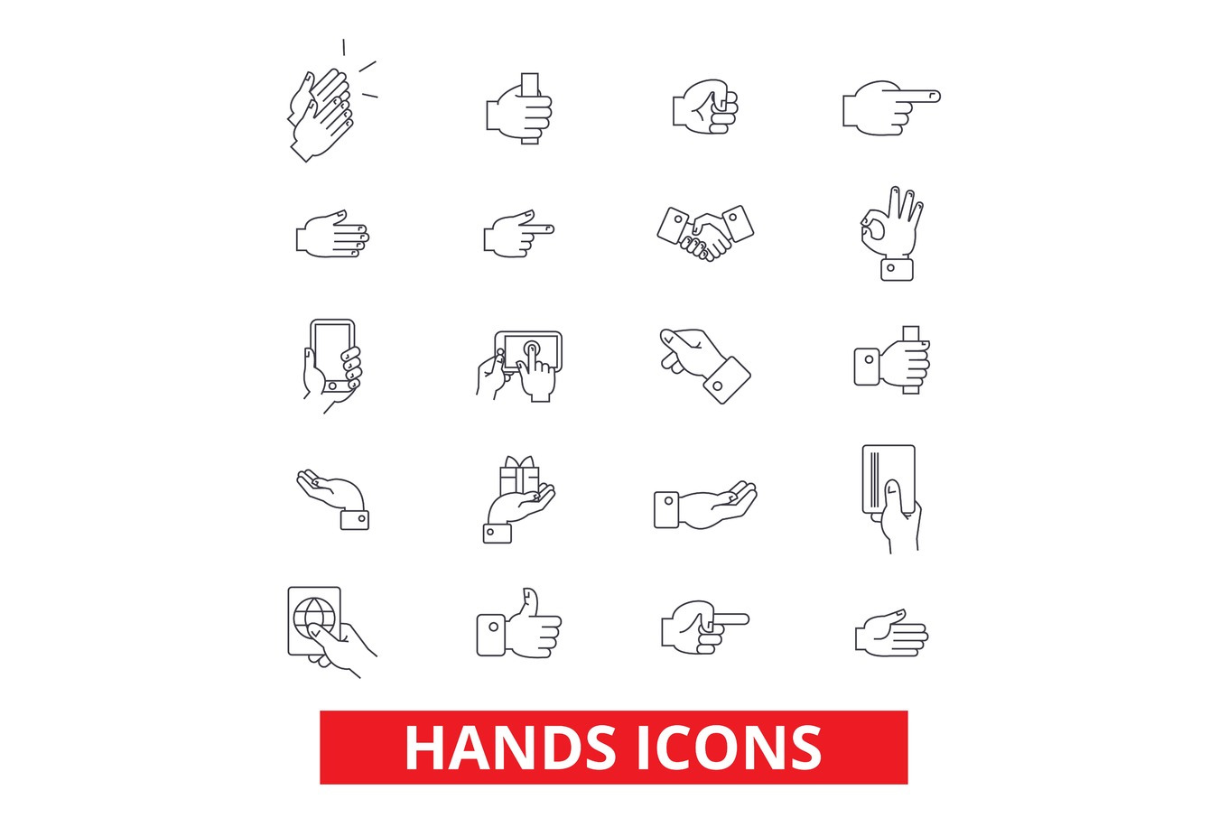 Hands, pointings, tap, rotate, touch, press, swipe, shake, gesture ...
