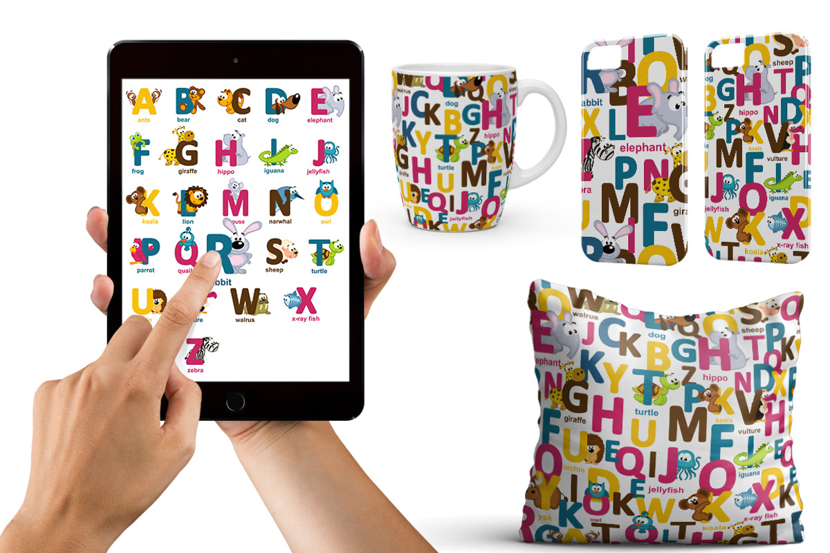 Set english alphabet with animals, a Background Graphic by NataKa