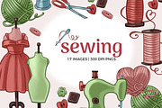 Sewing Clipart illustrations, an Illustration by TheClipAtelier