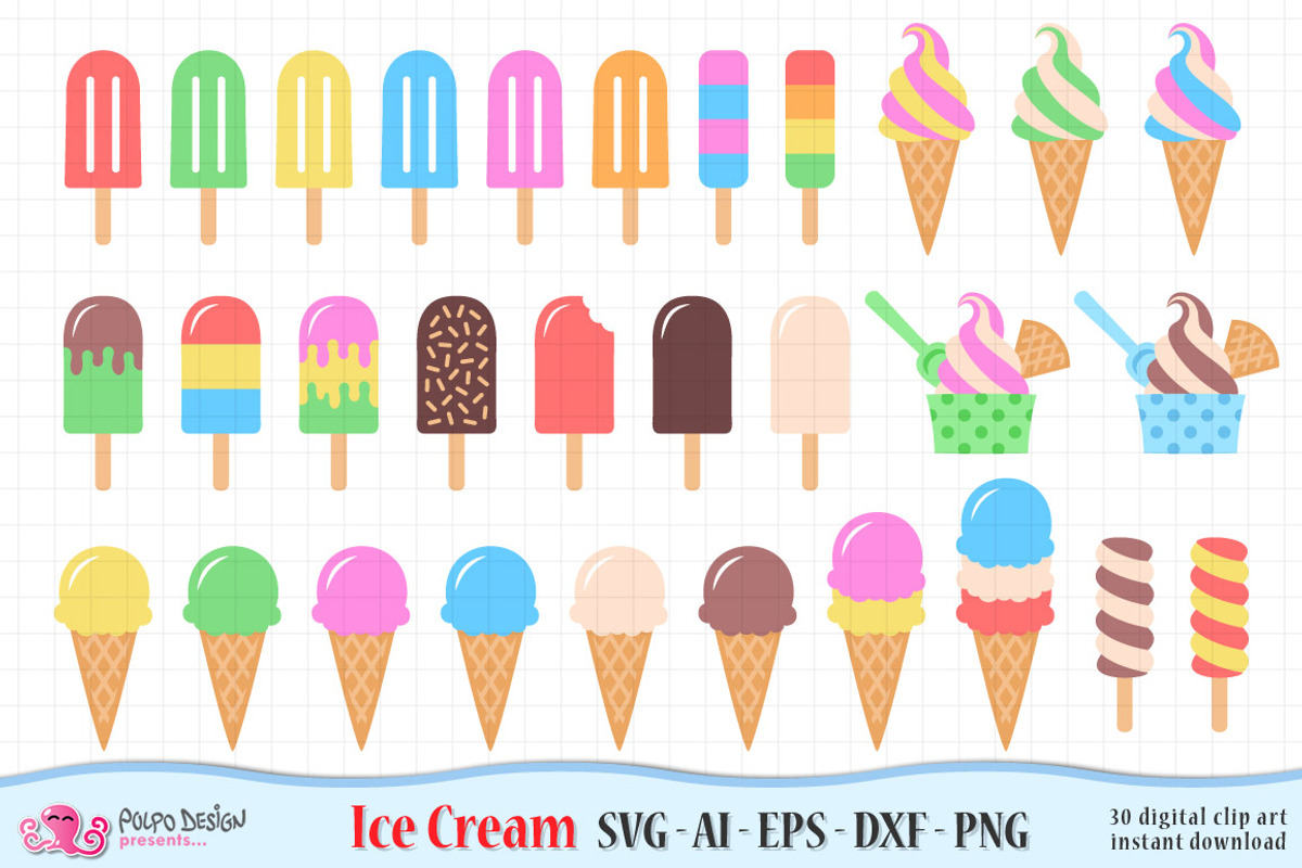 Ice Cream SVG, Eps, Dxf, Ai and Png., an Object Graphic by PolpoDesign