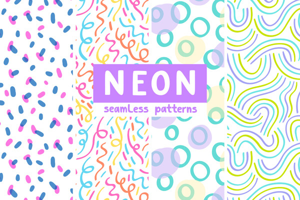 Neon Seamless Patterns, a Pattern Graphic by Stolenpencil