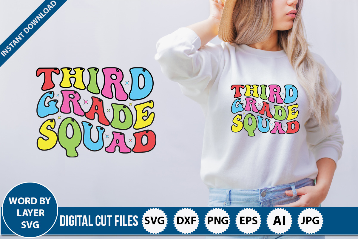 Third Grade Squad SVG Design, an Object Graphic by Creative Art