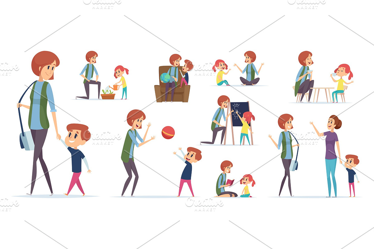 Nanny for kids. Modern babysitter, a Background Graphic by Onyx