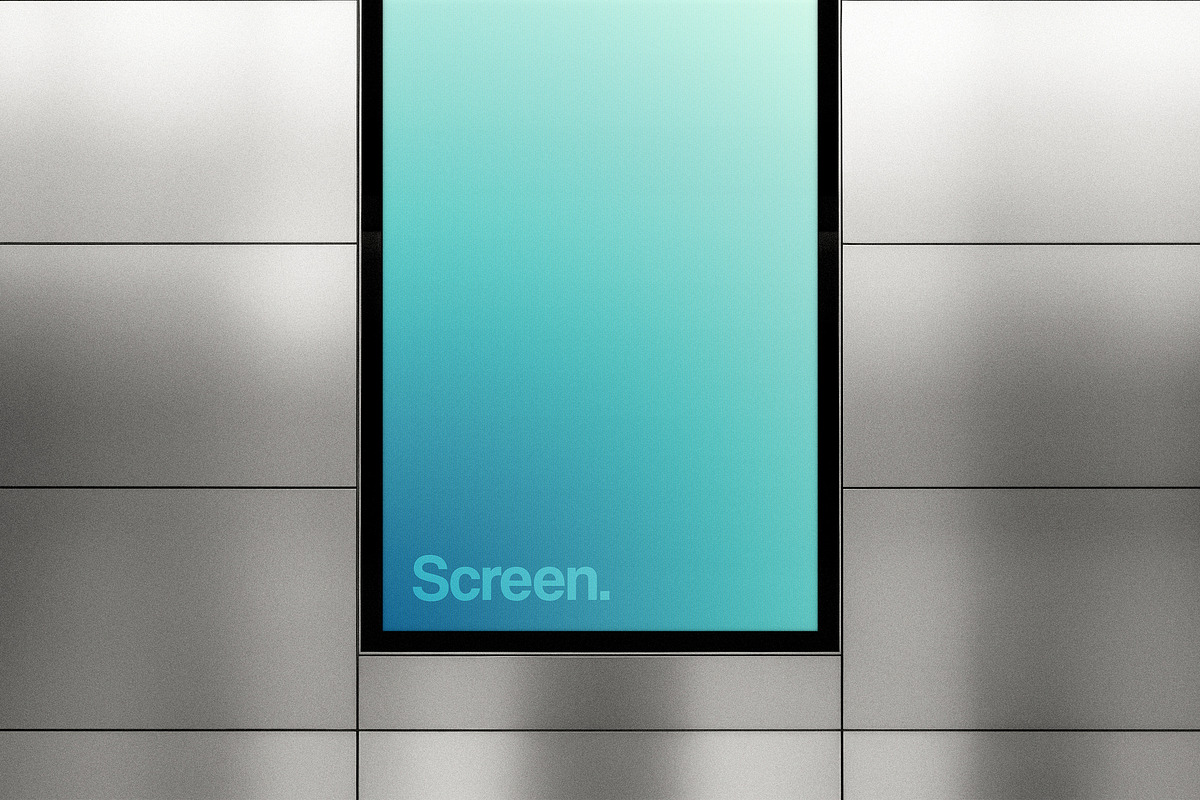 Vertical Metal Panels Screen Mockup, a Mockup by Design Squad