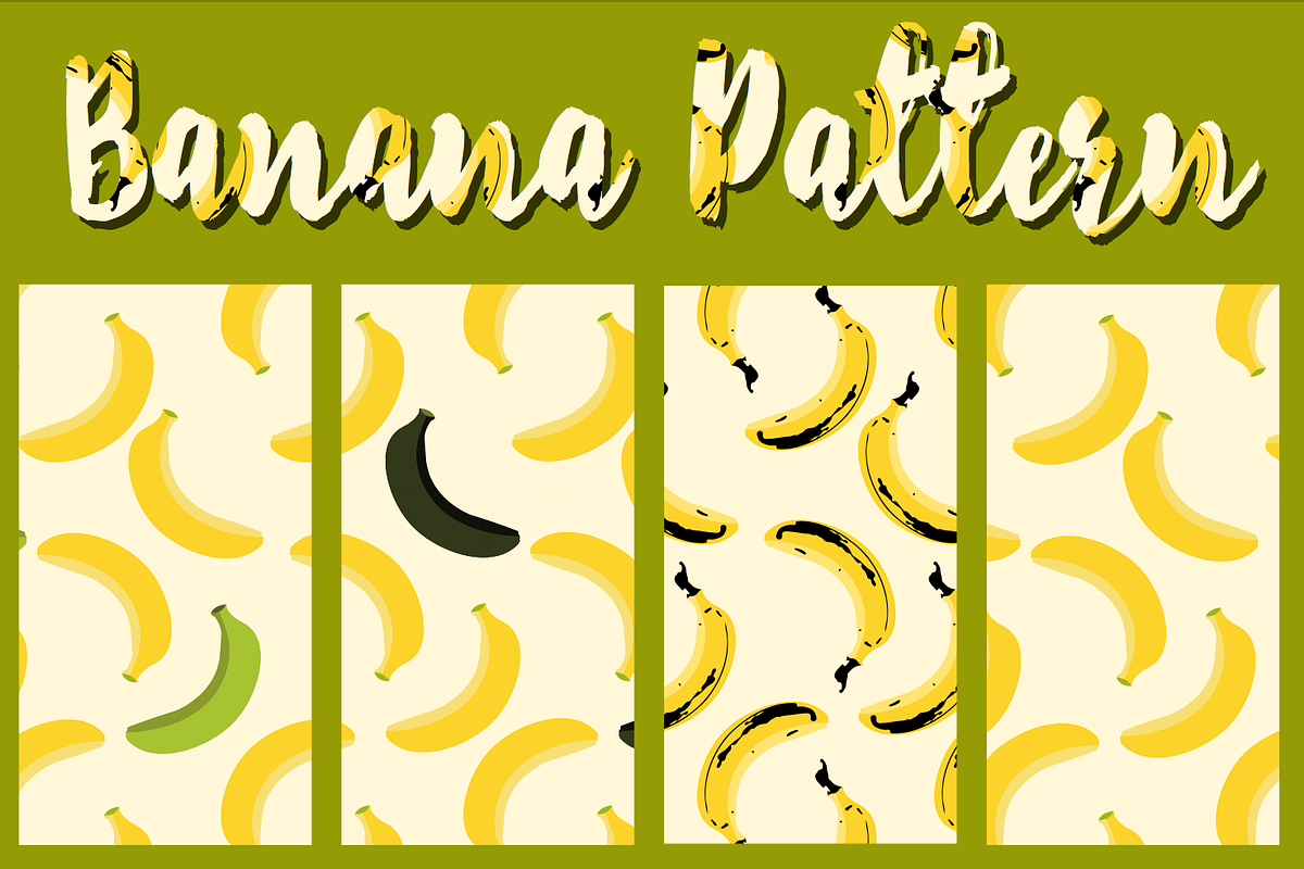 Vector Seamless Banana Pattern Set, a Pattern Graphic by Feralchildrenlab