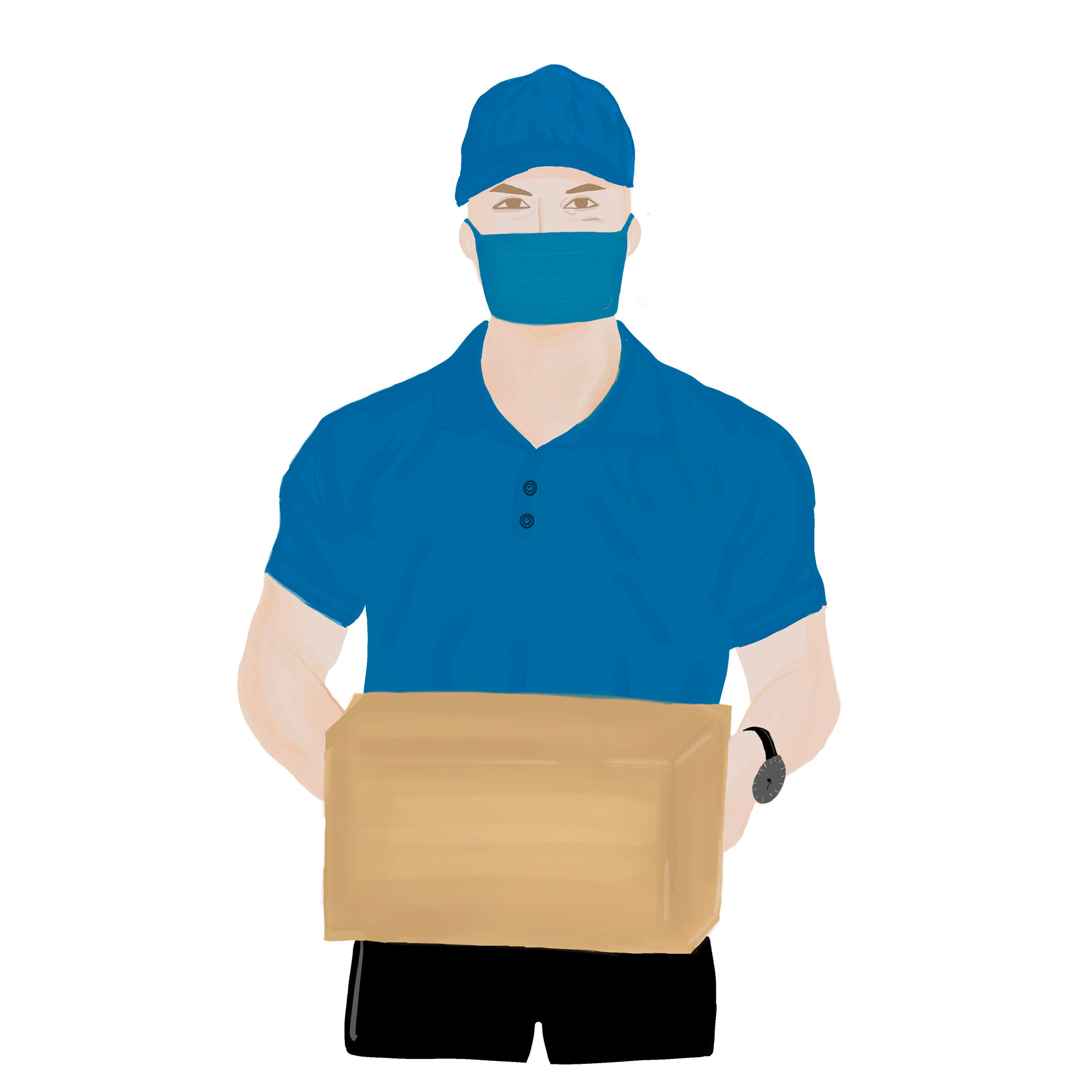 illustration drawing of delivery man | Food Illustrations ~ Creative Market