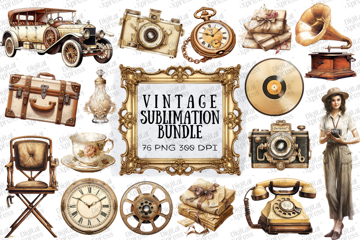 Vintage Clipart Set, an Object Illustration by Digital Xpress