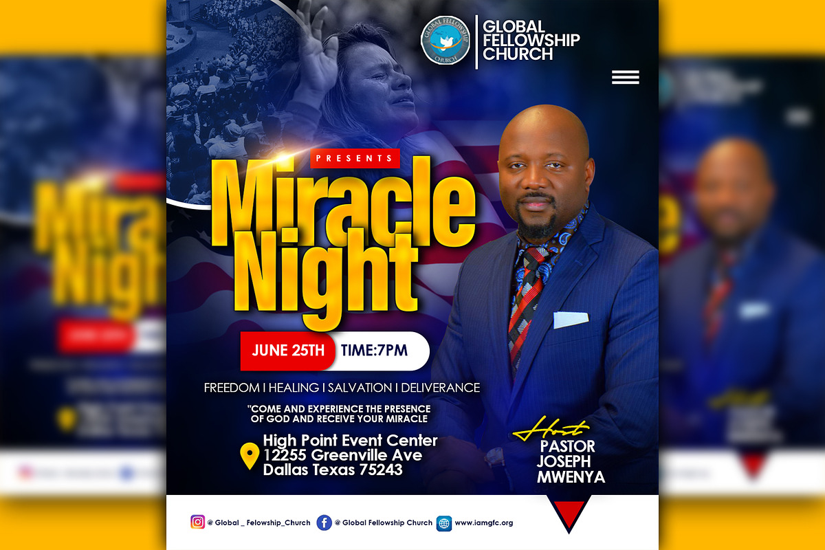 Miracle night church flyer