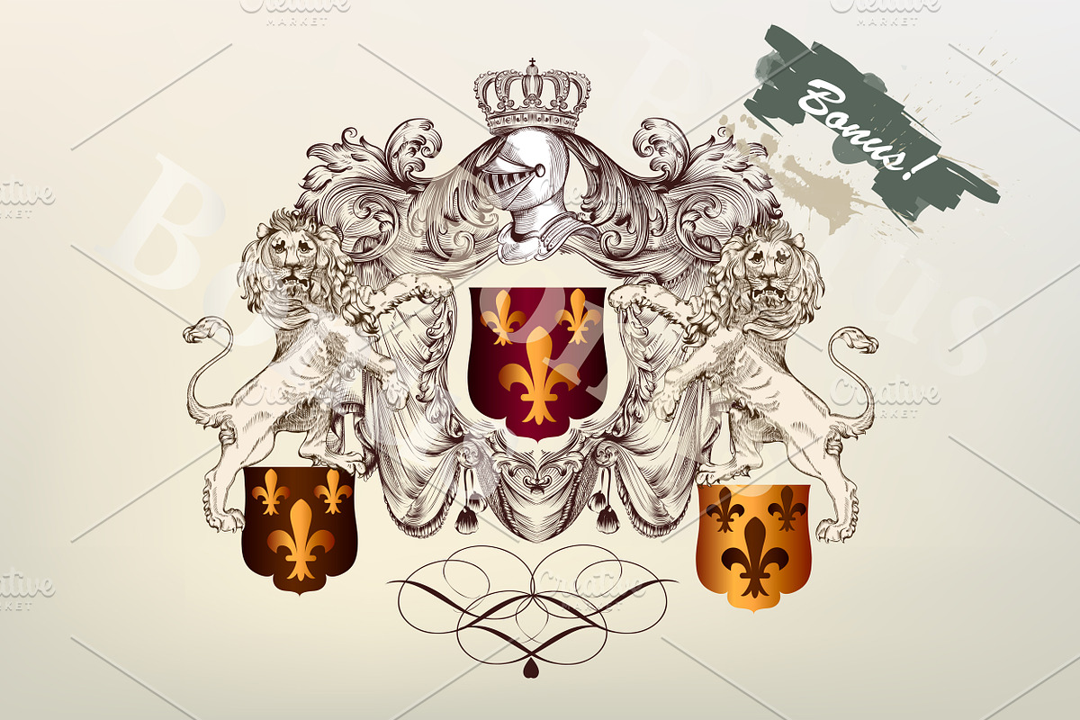 Bundle of vintage heraldic elements, an Object Graphic by FleurArt