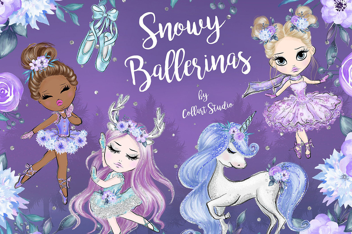 Ballerina clip Art, Cute dolls, an Illustration by Collart Studio