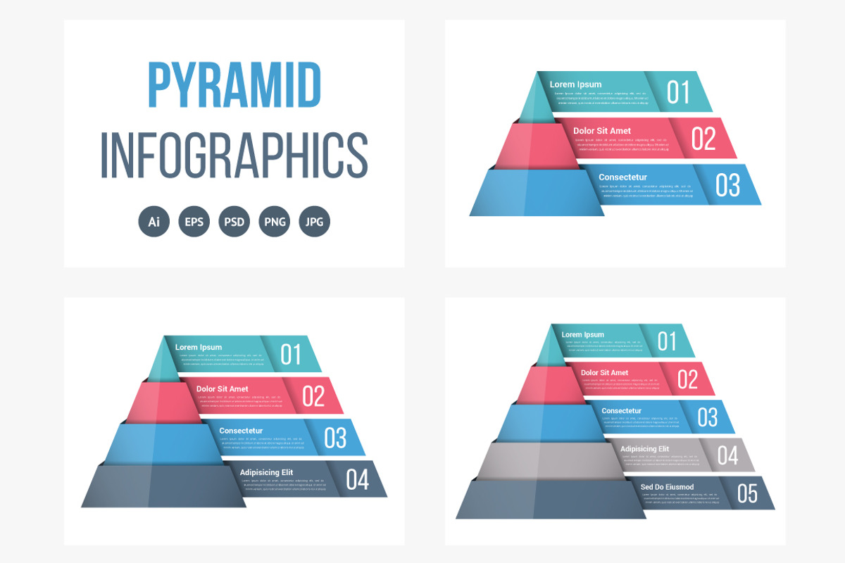 Pyramid Diagrams Set, a Graphic by PixMarket