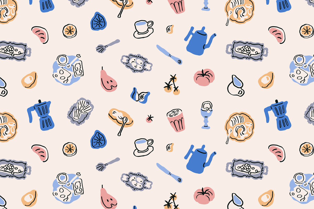Breakfast food seamless patterns, a Pattern Graphic by Good Studio