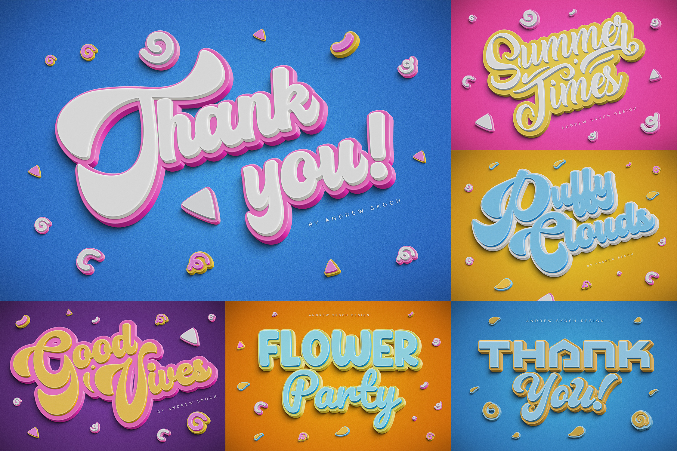 Double 3D Text Effects, a Design Template by Andrew Skoch Design