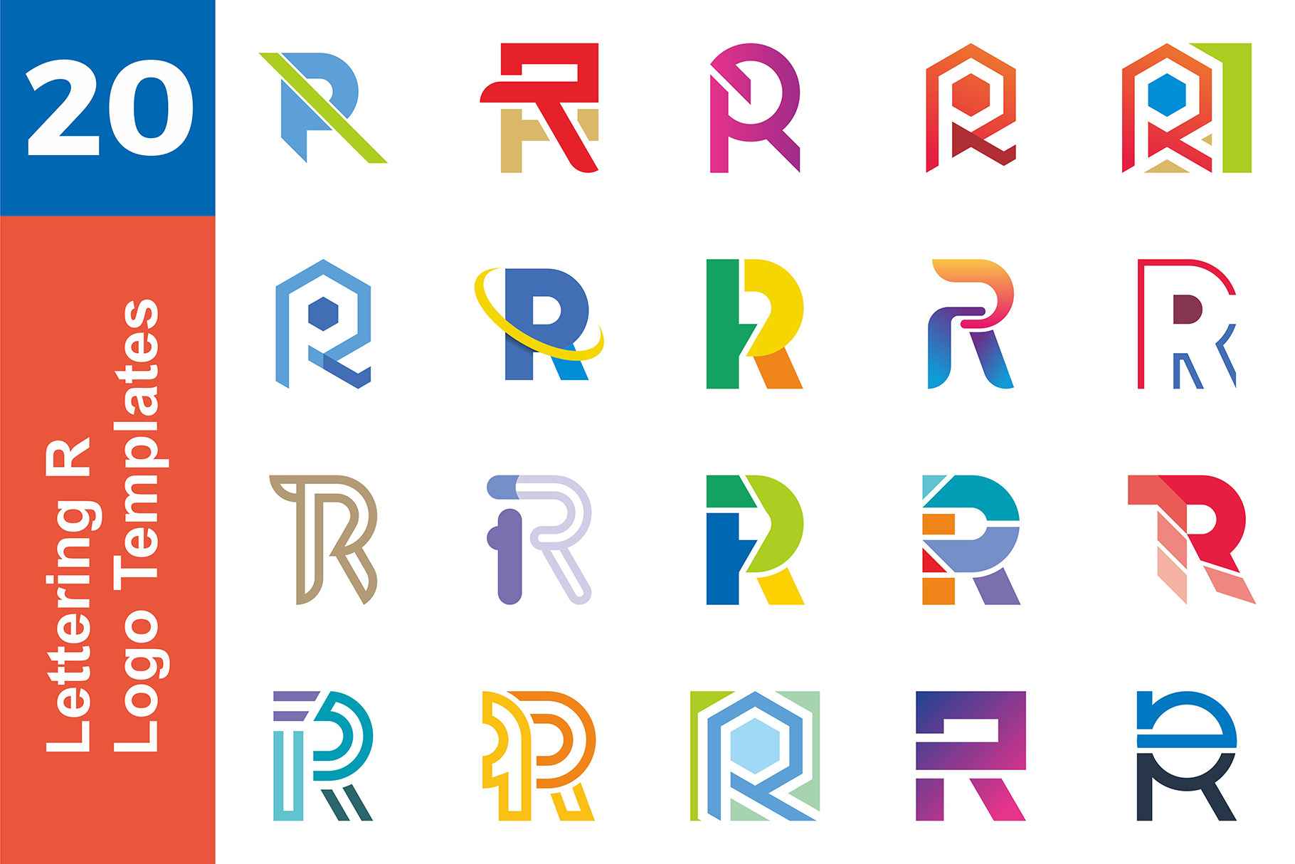 20 Logo Lettering R Template Bundle, a Branding & Logo Template by ...