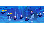 Underwater ocean game level map ui, an Illustration by art PVP - market