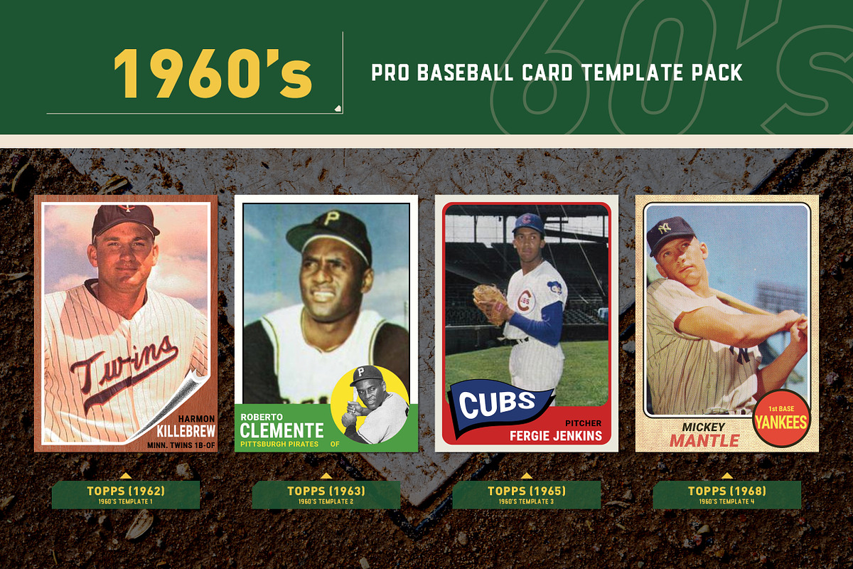1960's Pro Baseball Card Templates, a Card Template by Chris Weibring ...