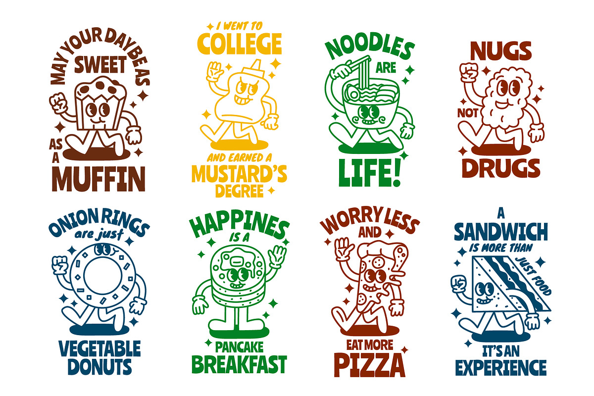 40 Fast Food Characters Design, an Illustration by monkik