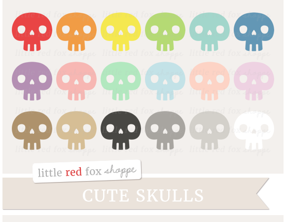Cute Skull Clipart, an Illustration by Little Red Fox Shoppe