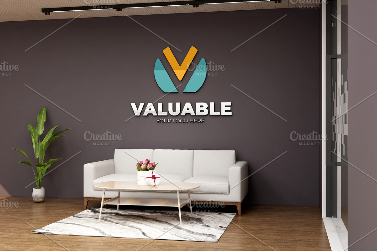 PSD Office Lounge Wall Mockup
