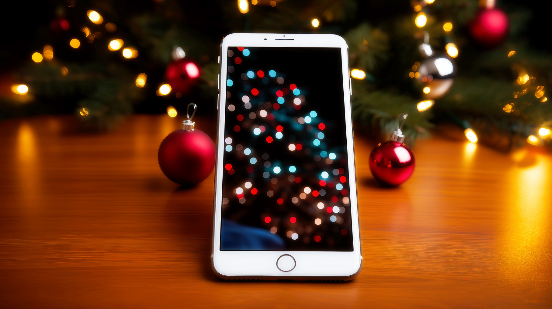 Mobile with copy space for christmas, a Background Photo by Perpis