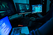 Hacker working using computer featuring computer, technology, and cyber ...