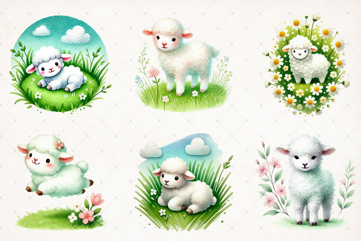 Cute Spring Lamb Clipart Sheep PNG, an Illustration by SinaCreation
