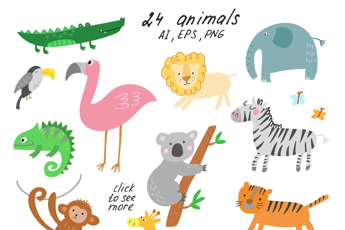 Jungle Animals Clip Art, a Graphic by Ukulikki