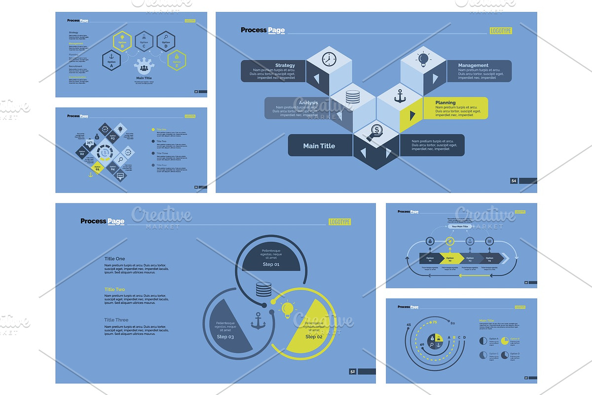Six Research Slide Templates Set, a Texture Graphic by SurfsUpVector