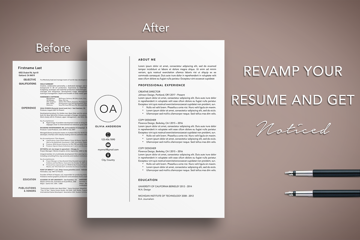 Modern Resume CV Template Mac + PC, a Resume Template by The Creative ...
