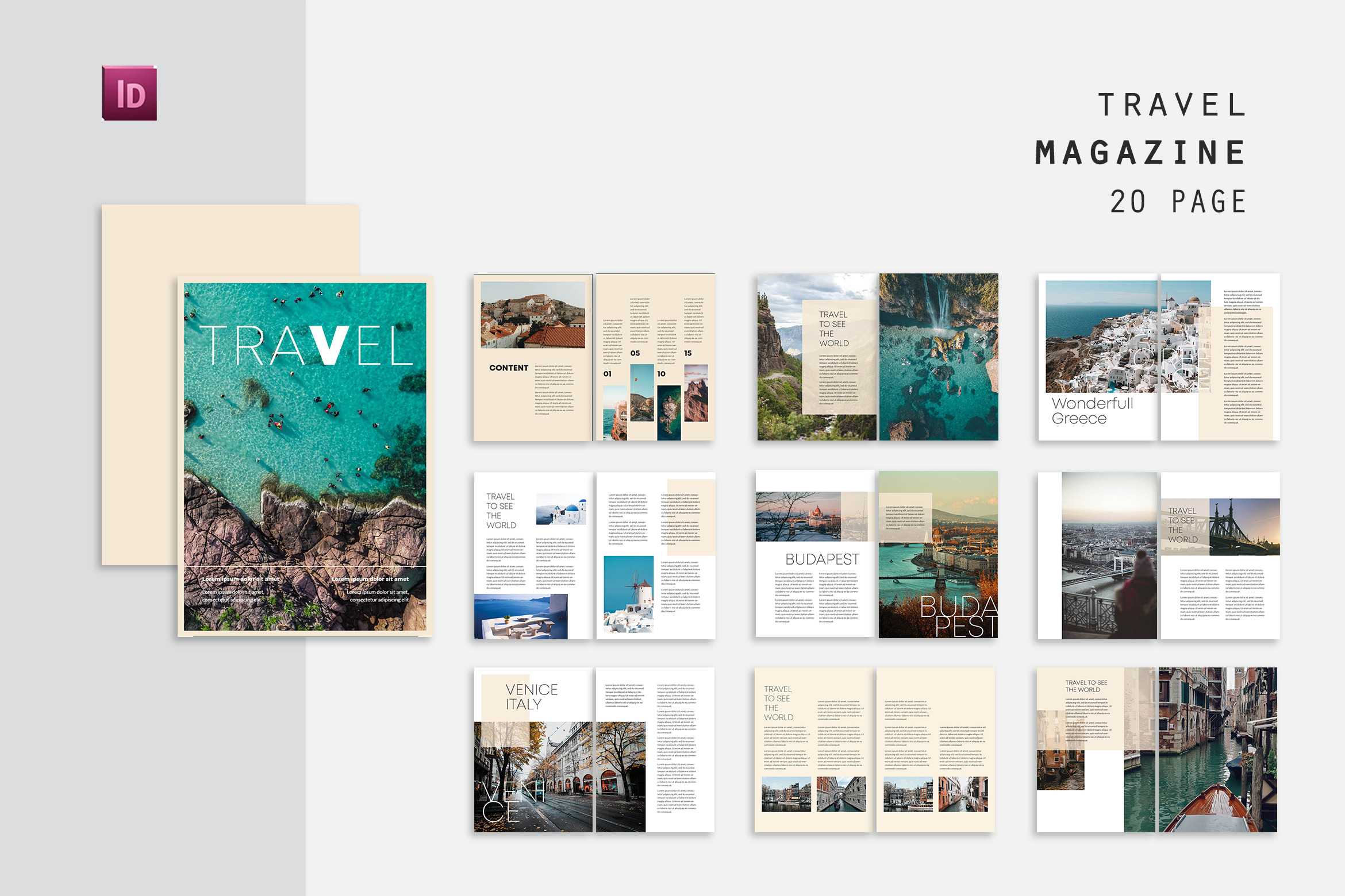 World Travel Magazine, a Magazine Template by AQR Studio