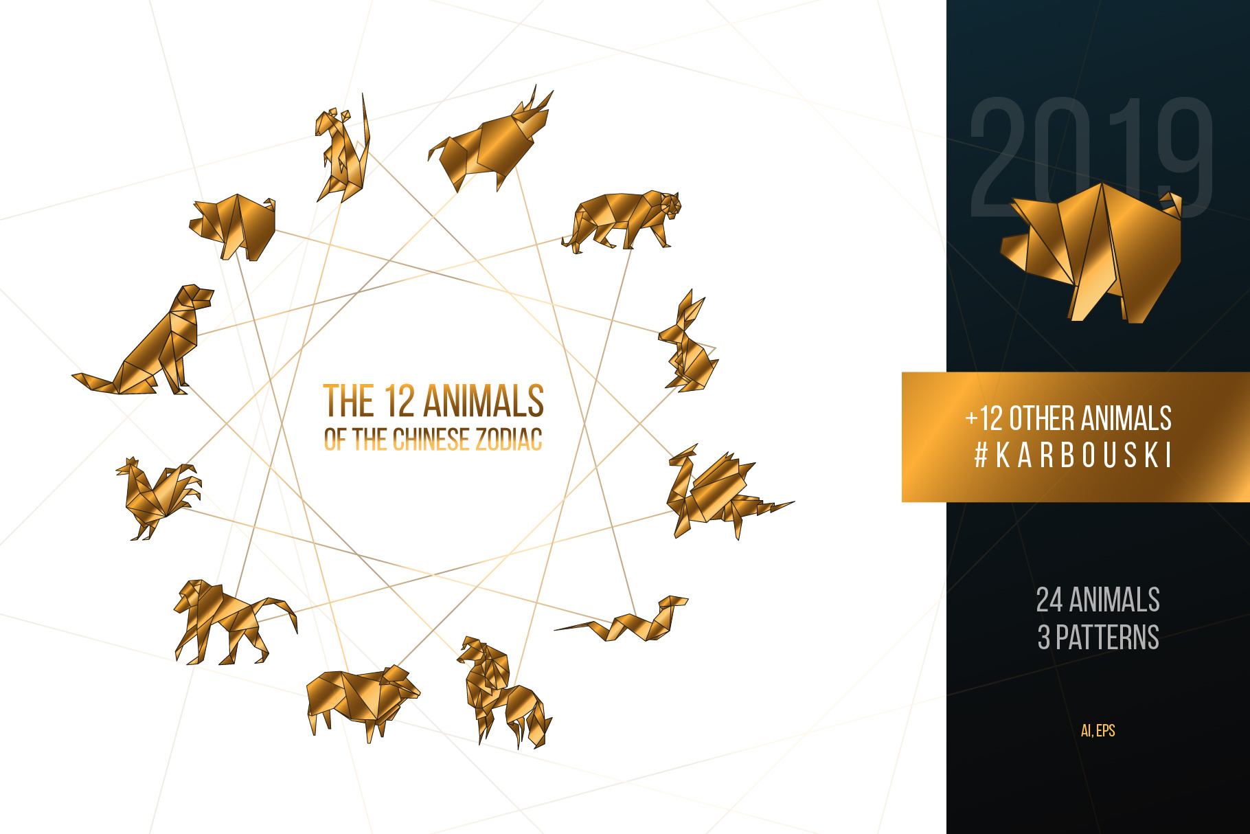 12 Animals of the Chinese Zodiac, an Object Graphic by Karbouski