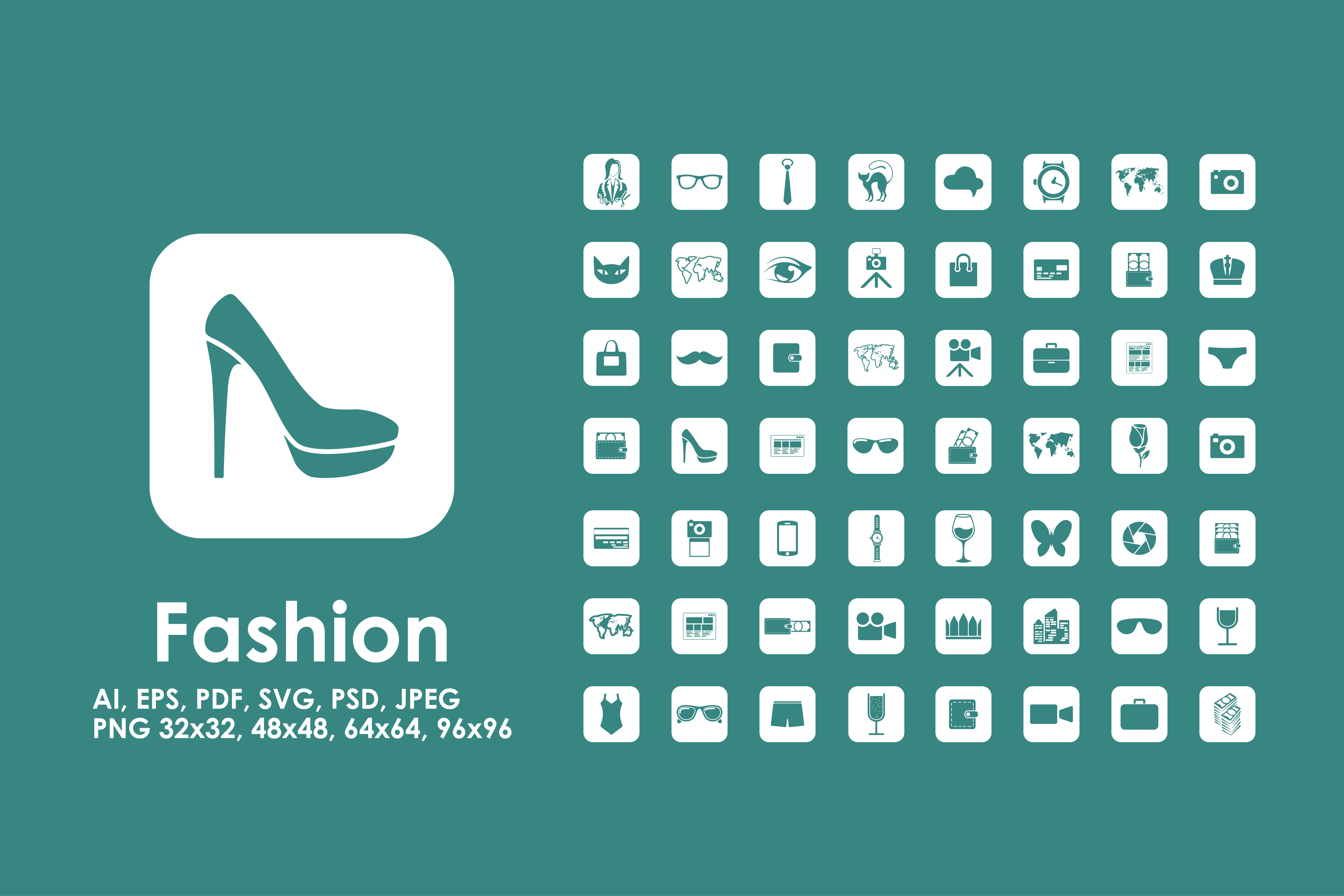 56 fashion icons, an Outline Icon by Palau | Creative Market