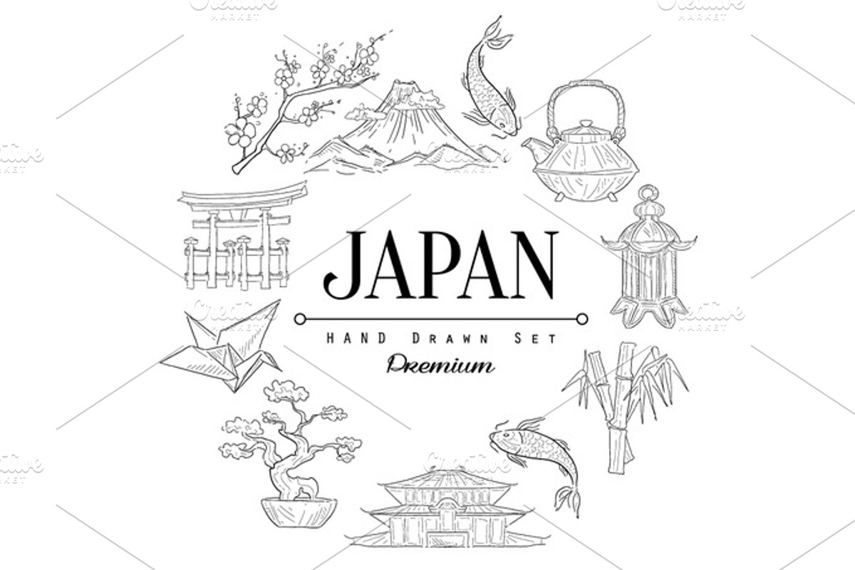 Japan Vintage Sketch, a Decorative Illustration by TopVectors ...