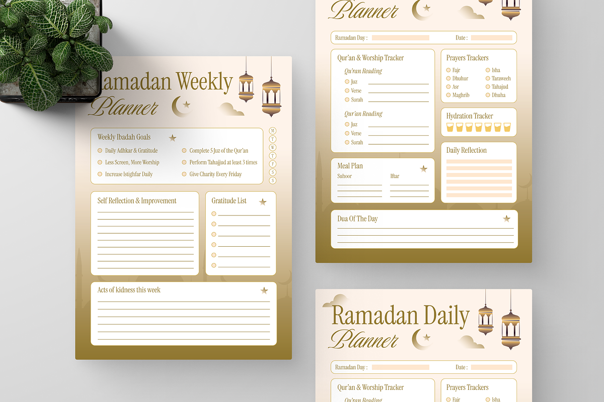 Daily & Weekly Ramadan Planner, a Flyer Template by Annora Studio