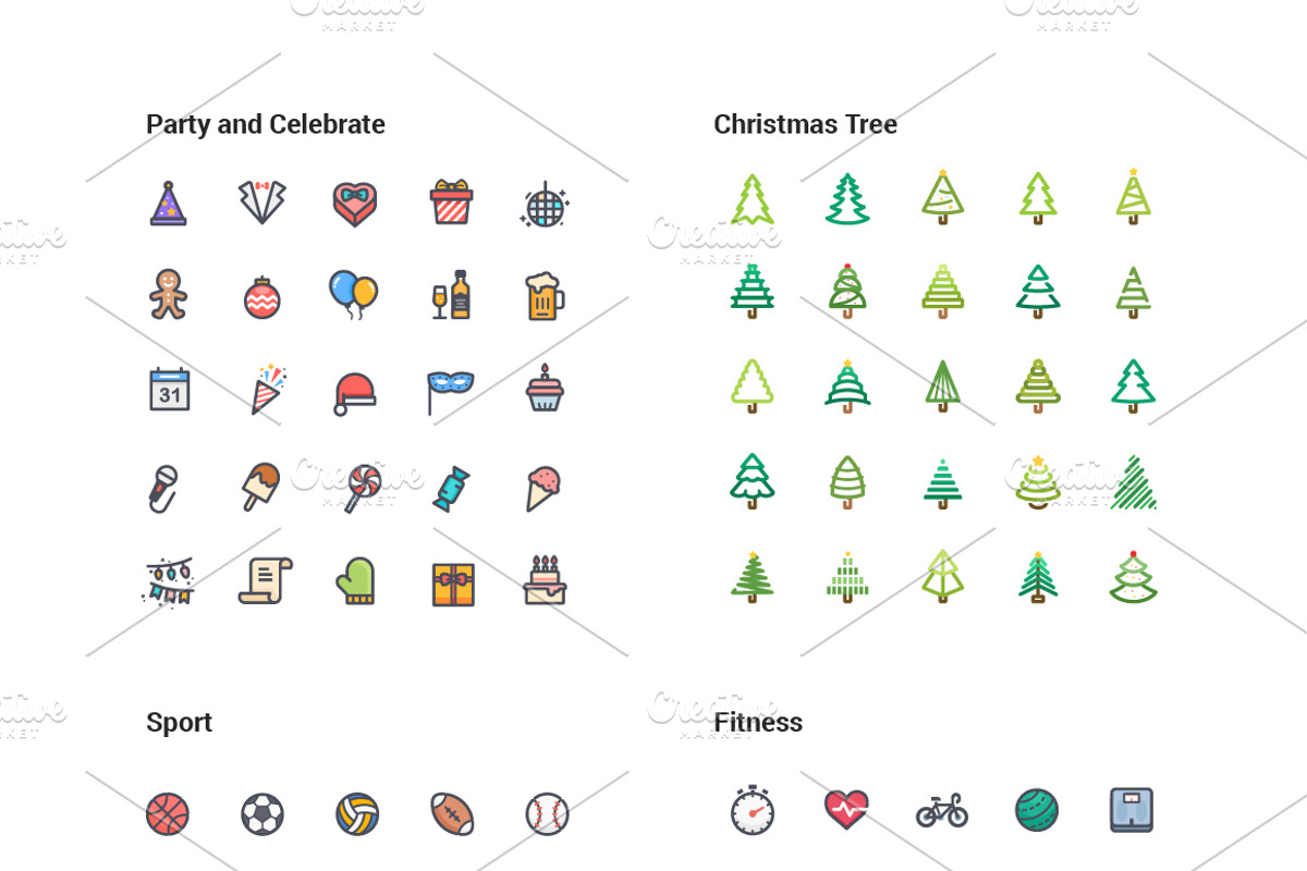 1500 Line Color Icons Pack, an Icon by WORAKAMON Design Studio